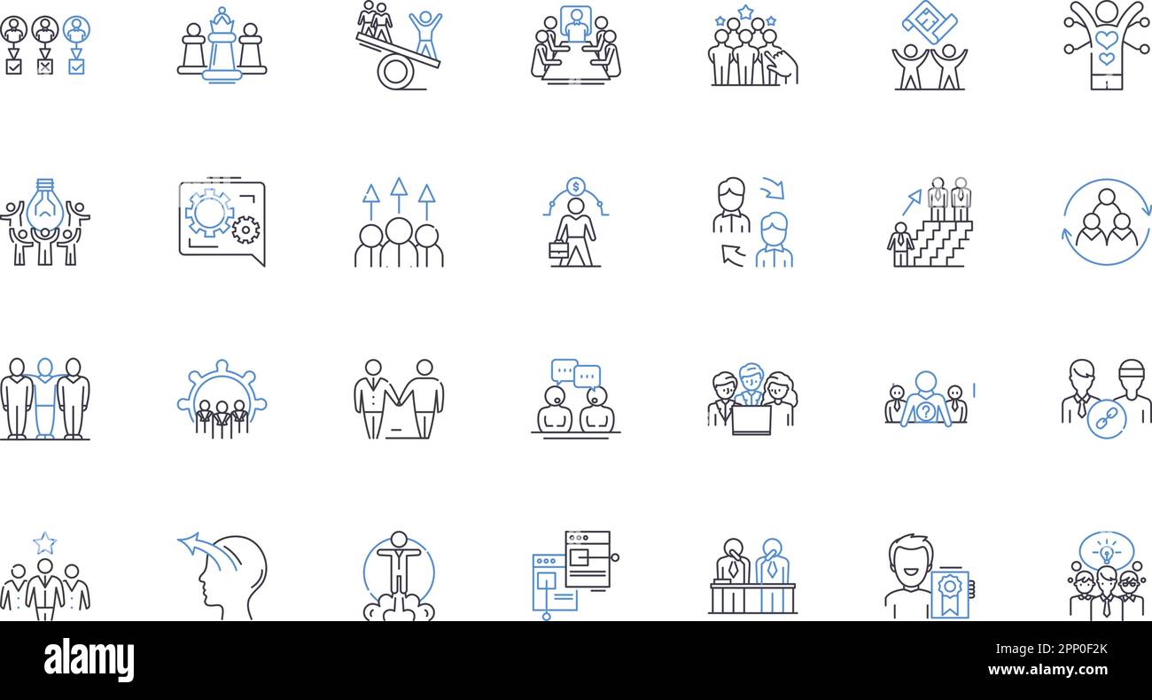 Sales training line icons collection. Prospecting, Negotiation ...