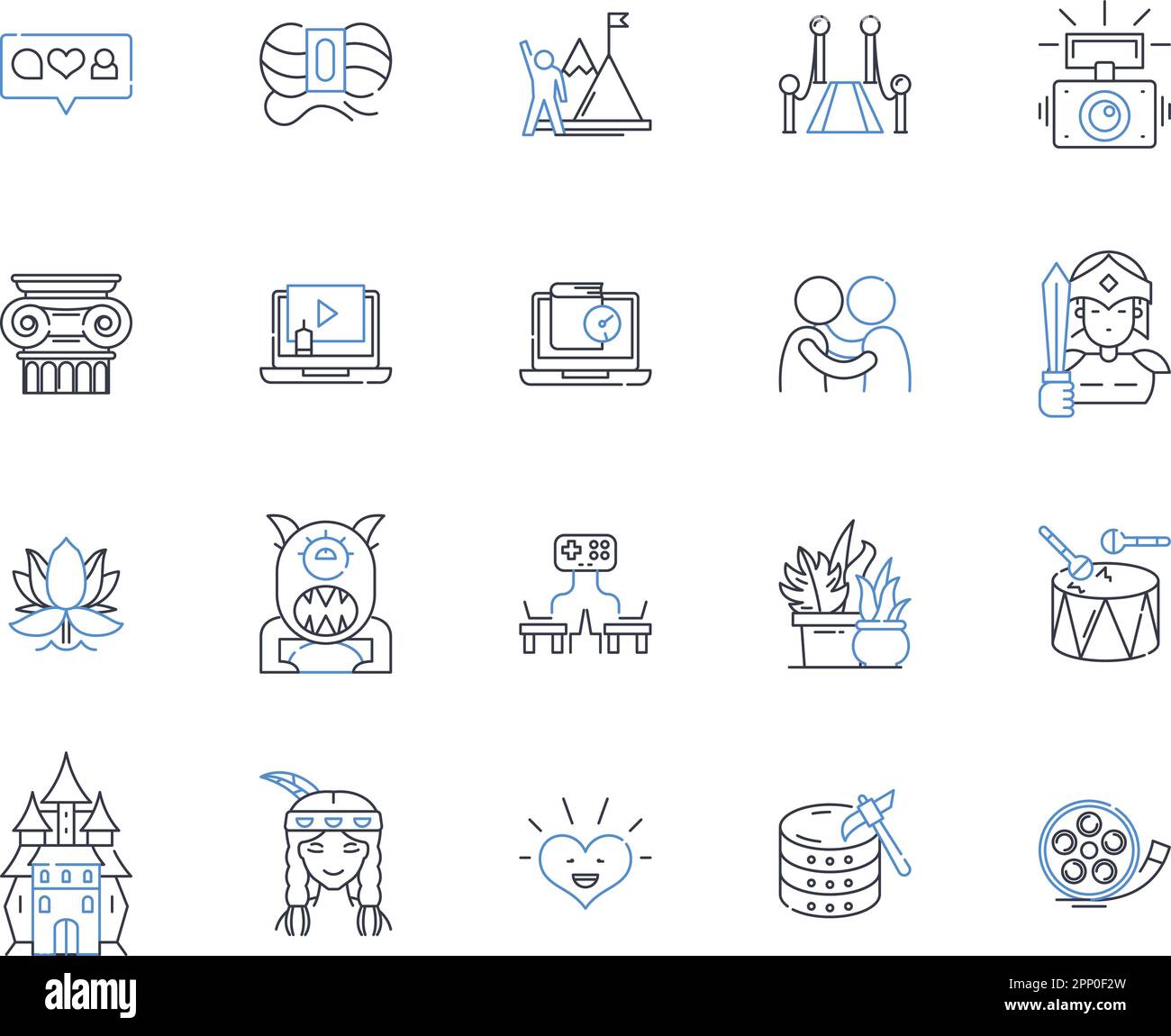 Diversions line icons collection. Games, Entertainment, Recreation, Hobbies, Fun, Play ...