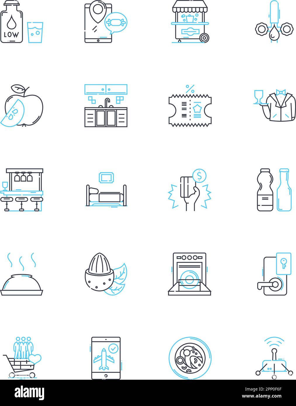 Hospitality cuisine linear icons set. Delectable, Savory, Scrumptious ...