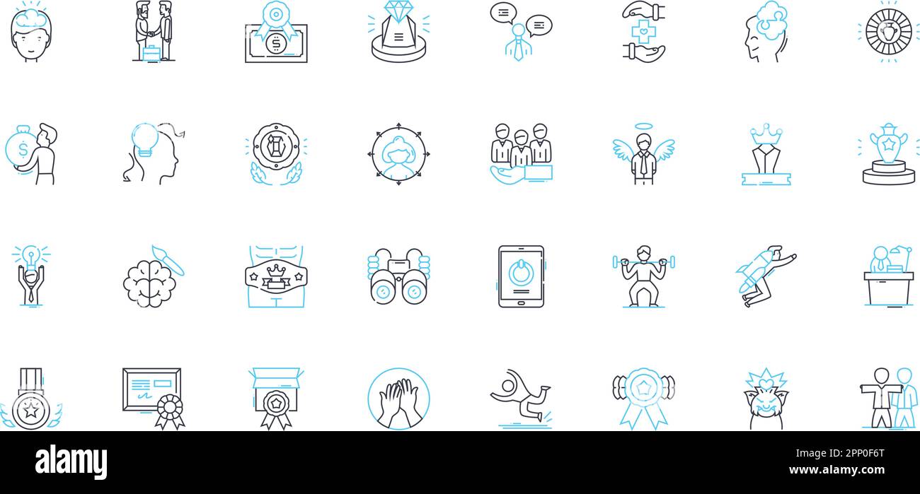 Market expansion linear icons set. Growth, Expansion, New markets, Diversification ...