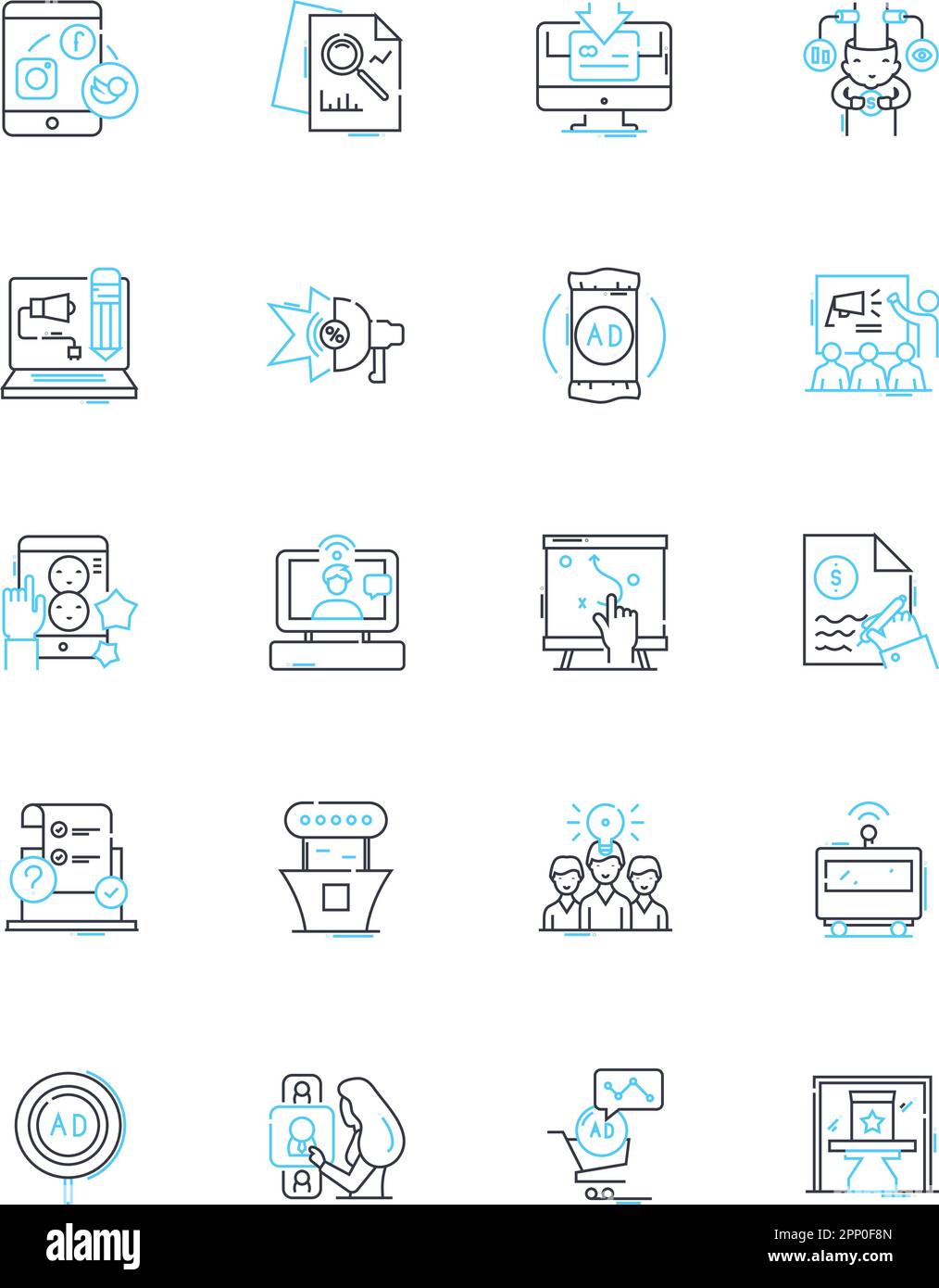 Customer satisfaction linear icons set. Loyalty, Feedback, Quality ...
