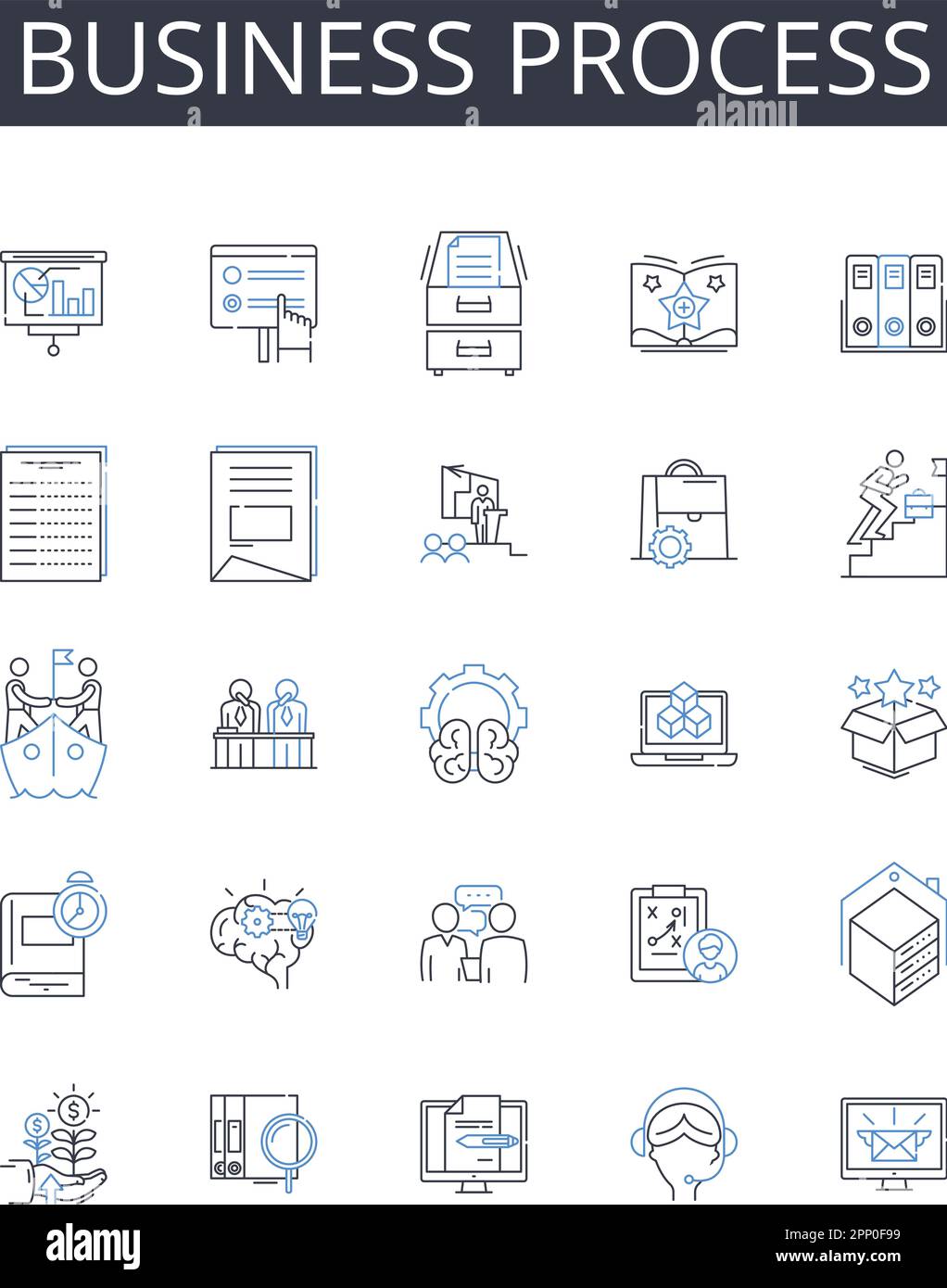 Business process line icons collection. Charity, Donation, Legacy ...