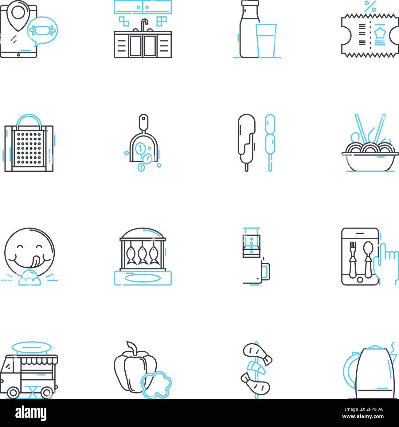 Beverage selection linear icons set. Refreshment, Variety, Choice ...