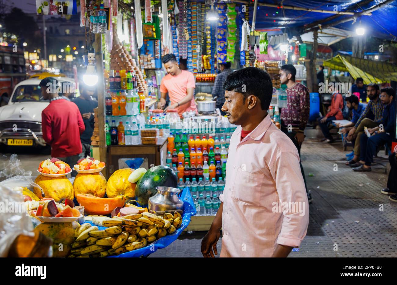 Fruit street food for sale roadside in the evening in the New Market ...