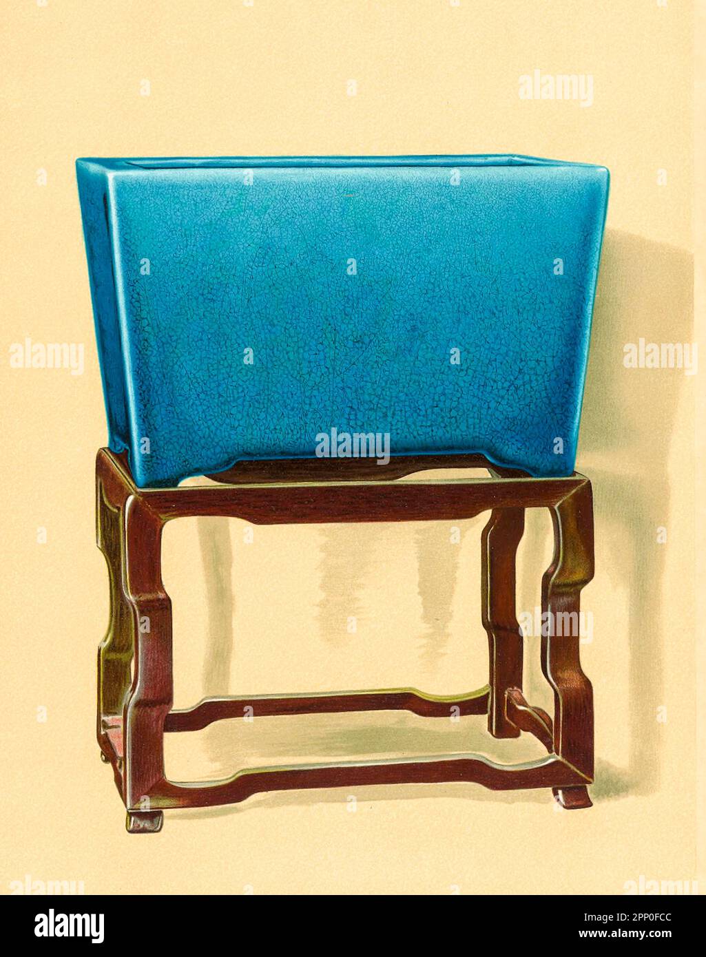 CRACKLED TURQUOISE FLOWER-POT. FLOWER-POT (Hua P'en), of rectangular ...