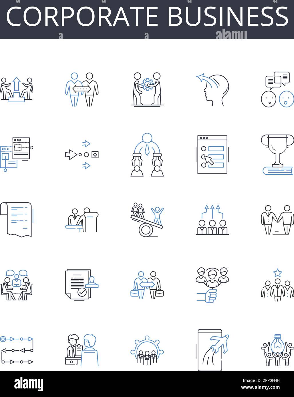Corporate business line icons collection. Governmental administration ...
