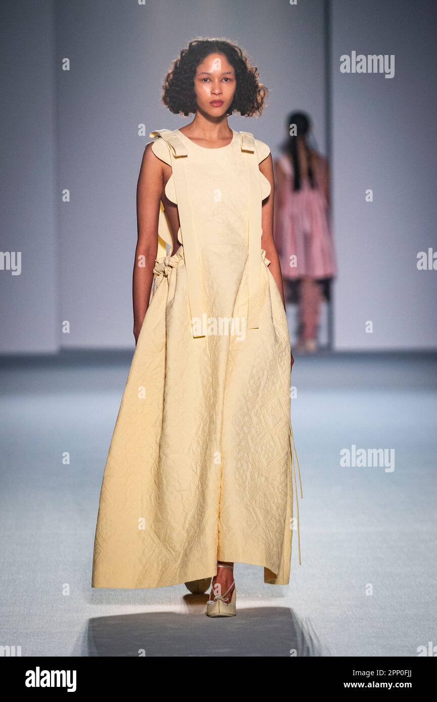 London, UK. 21 April 2023. A model wears a look by Korean fashion ...