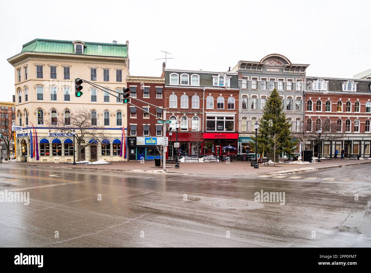 Bangor, ME - USA - January 10, 2016: Tview of the Main Street. example ...