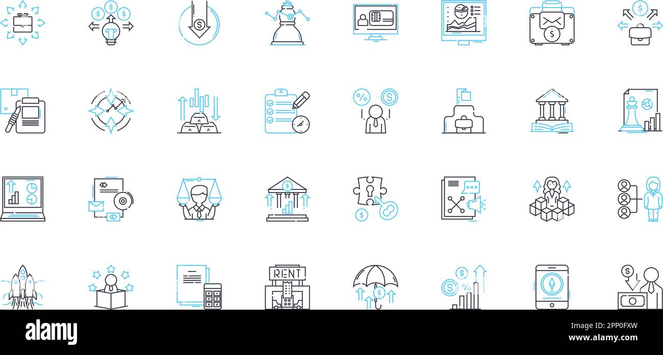Economic understanding and awareness linear icons set. Budgeting ...