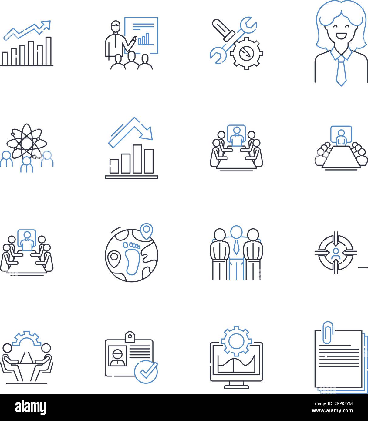 Collaborative Workspace Line Icons Collection Co Working