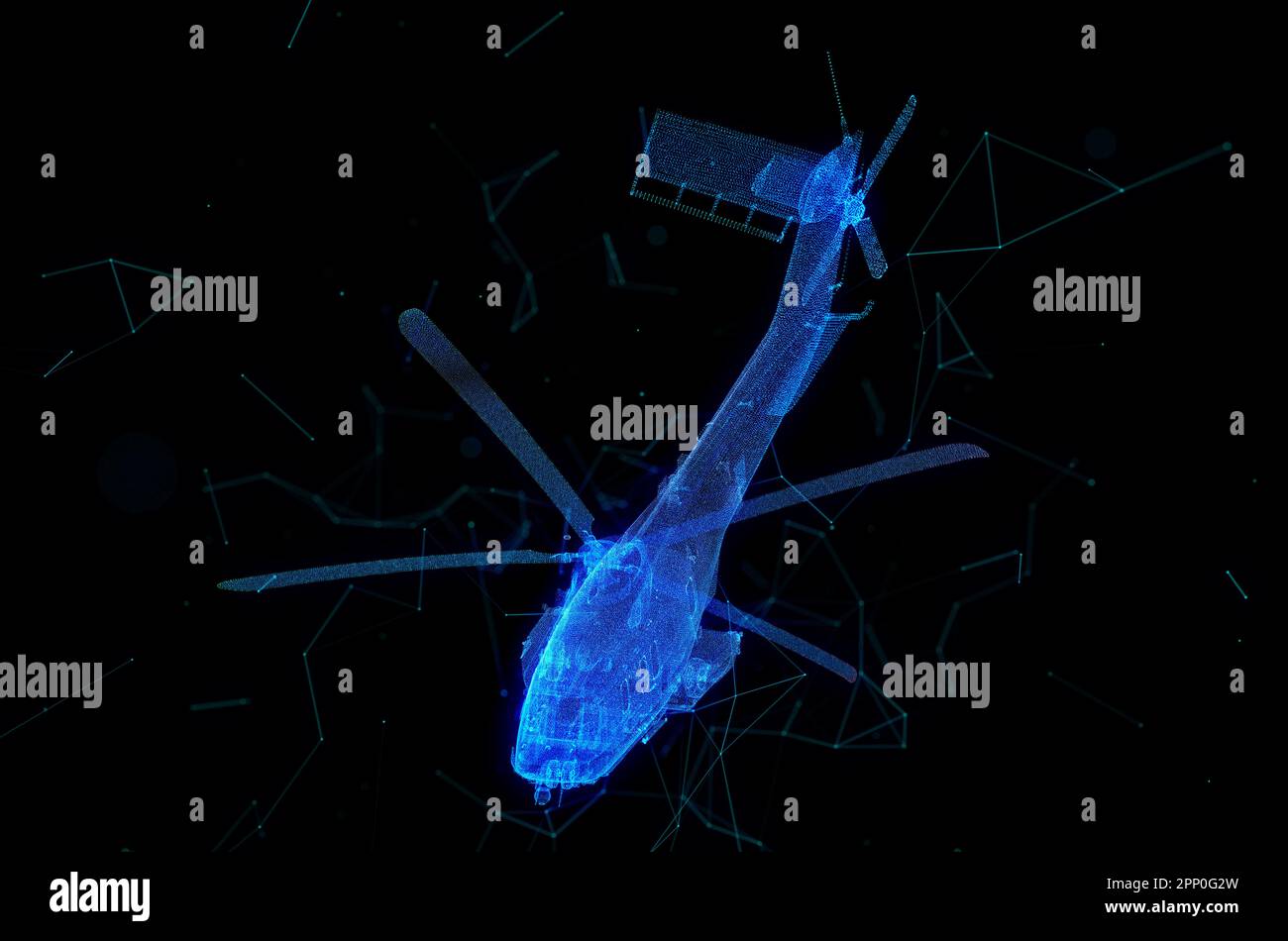 3d Military helicopter. Abstract helicopter. Abstract mesh art with ...