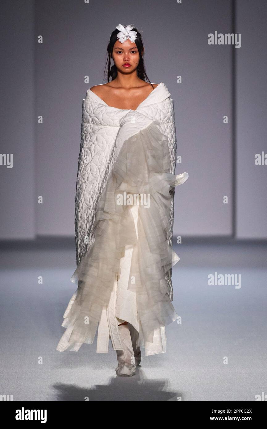 London, UK. 21 April 2023. A model wears a look by Korean fashion ...