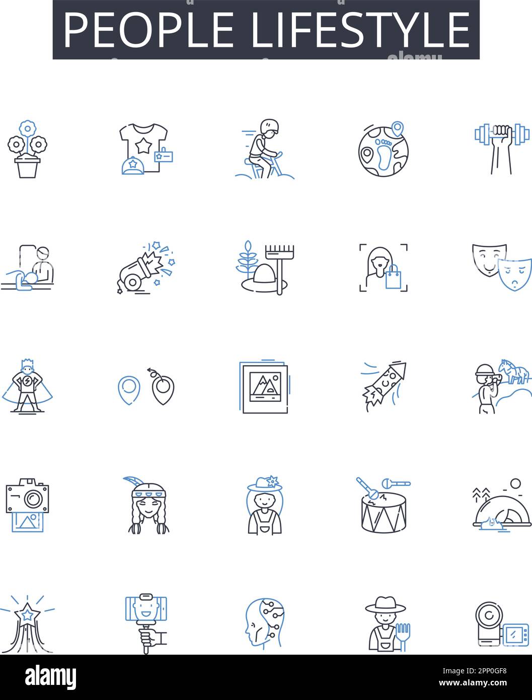 People Lifestyle Line Icons Collection Execution Deployment Integration Realization