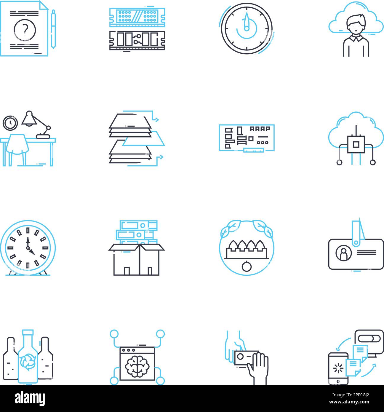 Cloud retention linear icons set. Archiving, Backup, Compliance, Data ...