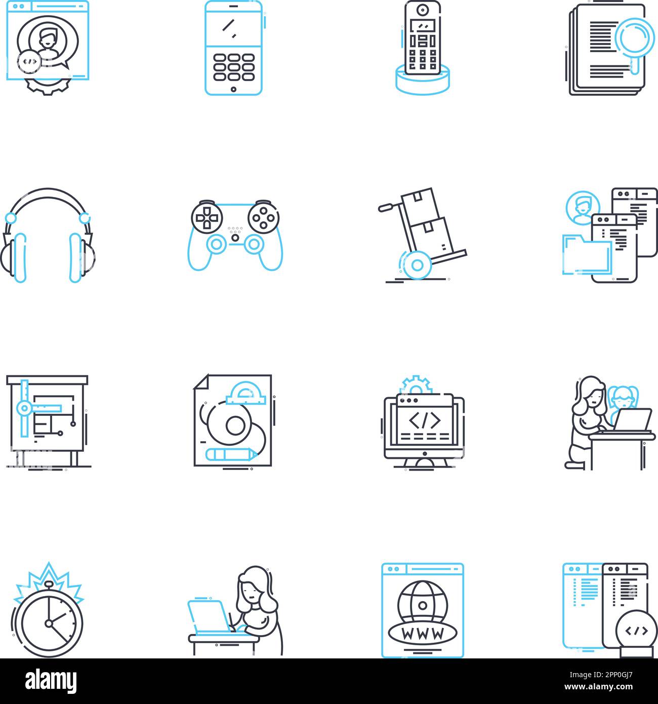 Apparatus linear icons set. Gadget, Equipment, Machine, Device, Tool ...