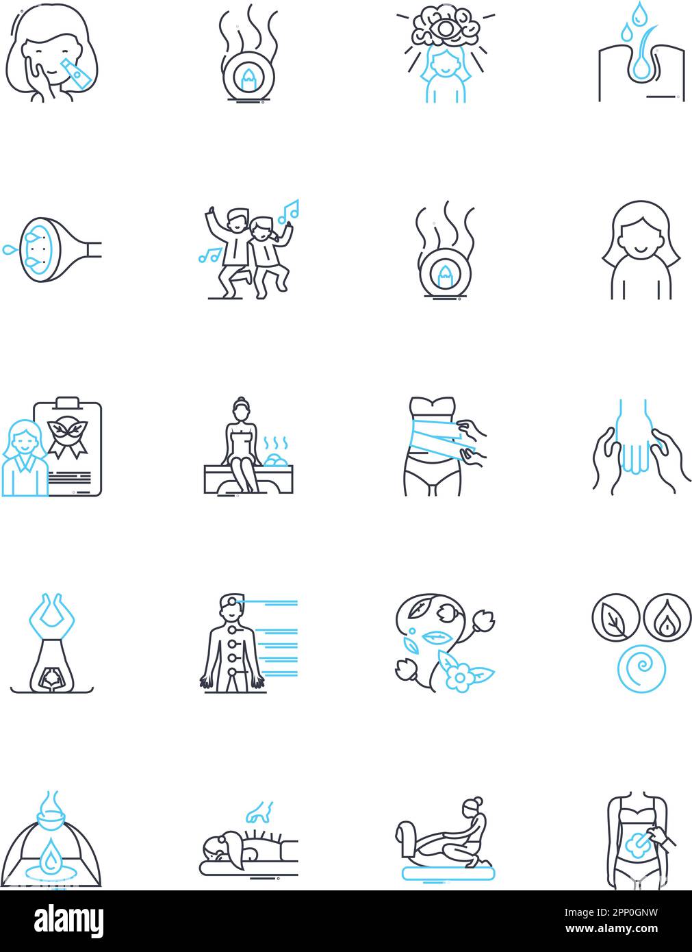 Integrative health linear icons set. holistic, wellness, integrative ...