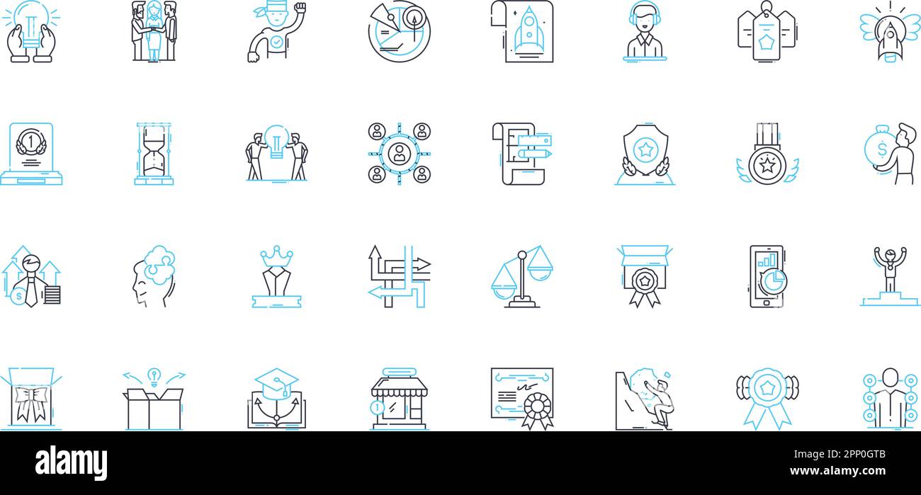 Job progression linear icons set. Advancement, Career, Development ...