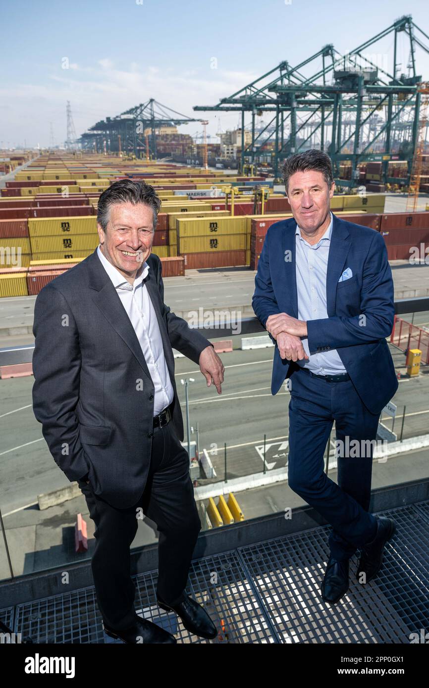 Antwerp, Belgium. 21st Apr, 2023. MSC Belgium CEO Marc Beerlandt and ...