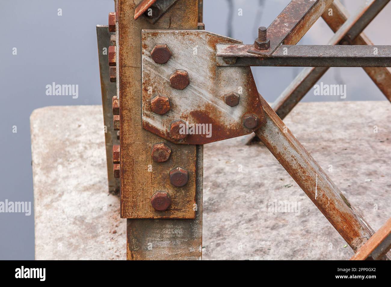The nut is rusted at the steel pole Stock Photo - Alamy