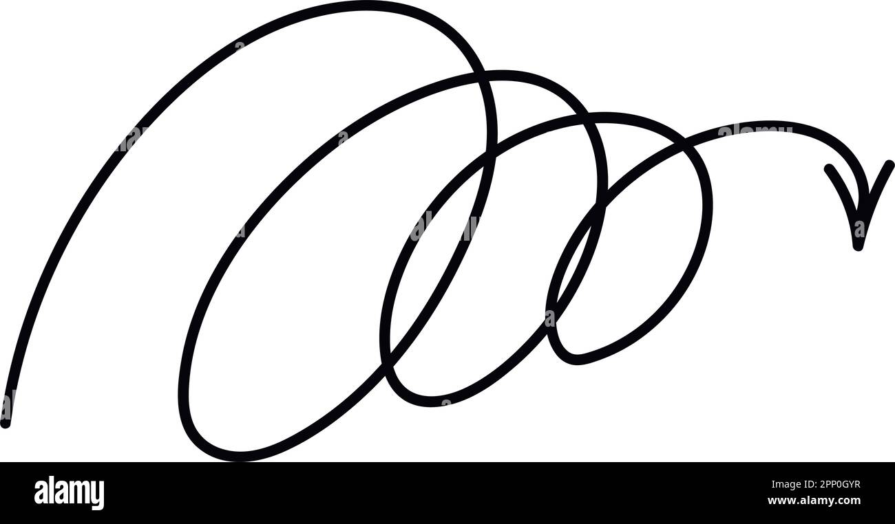 Doodle line arrow. Hand drawn scribble spiral arrow. Vector isolated ... Doodle line arrow. Hand drawn scribble spiral arrow. Vector isolated ...