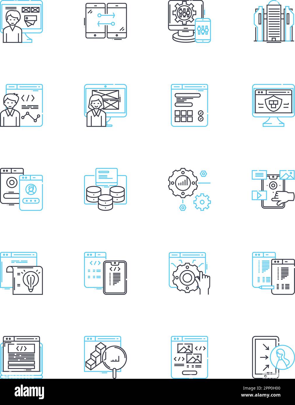 Demographic profiling linear icons set. Age, Gender, Income, Education ...