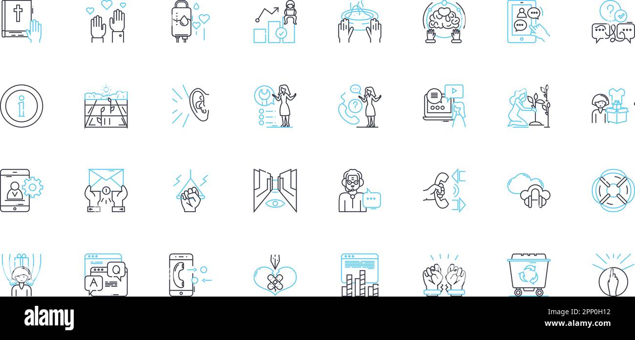 Mindfulness linear icons set. Awareness, Present, Focus, Calm ...