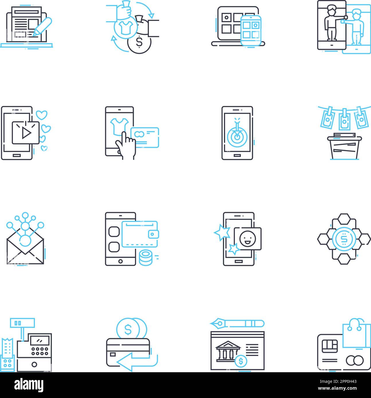 Target audience linear icons set. Millennials, Parents, Gamers, Fitness ...