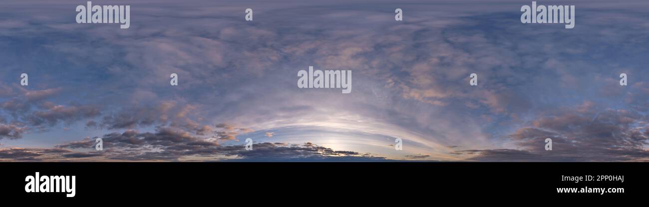 sunset skydome with evening clouds as seamless hdri 360 panorama view ...