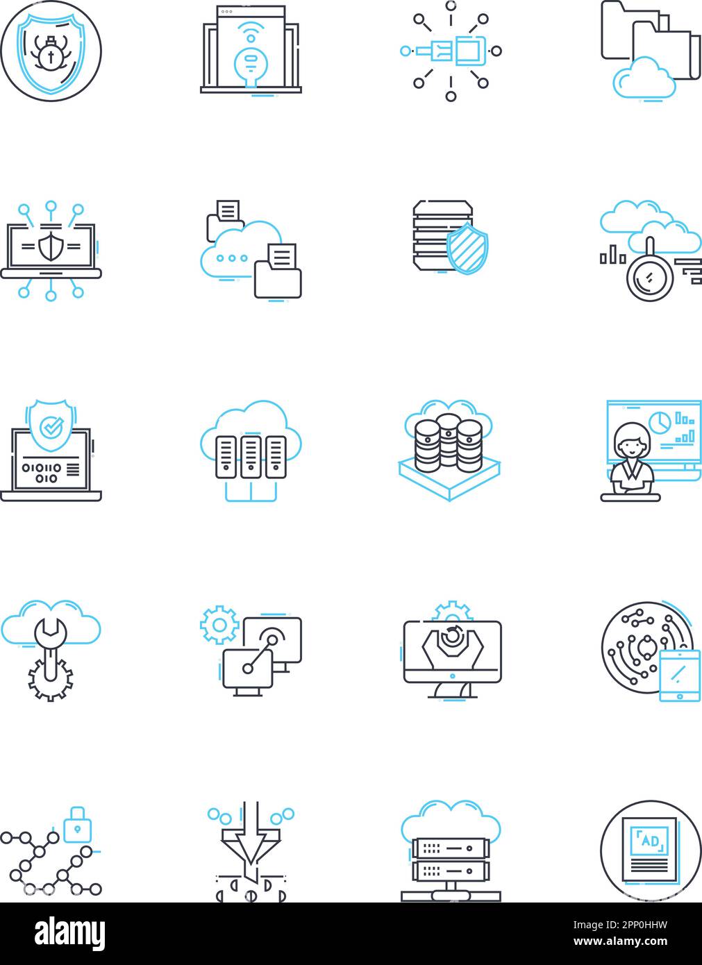 Digital learning linear icons set. eLearning, Virtual, Online, Blended ...