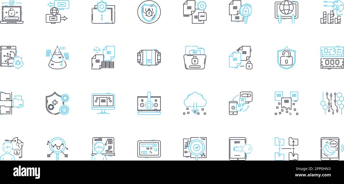 Cybersecurity Linear Icons Set Encryption Firewall Biometrics