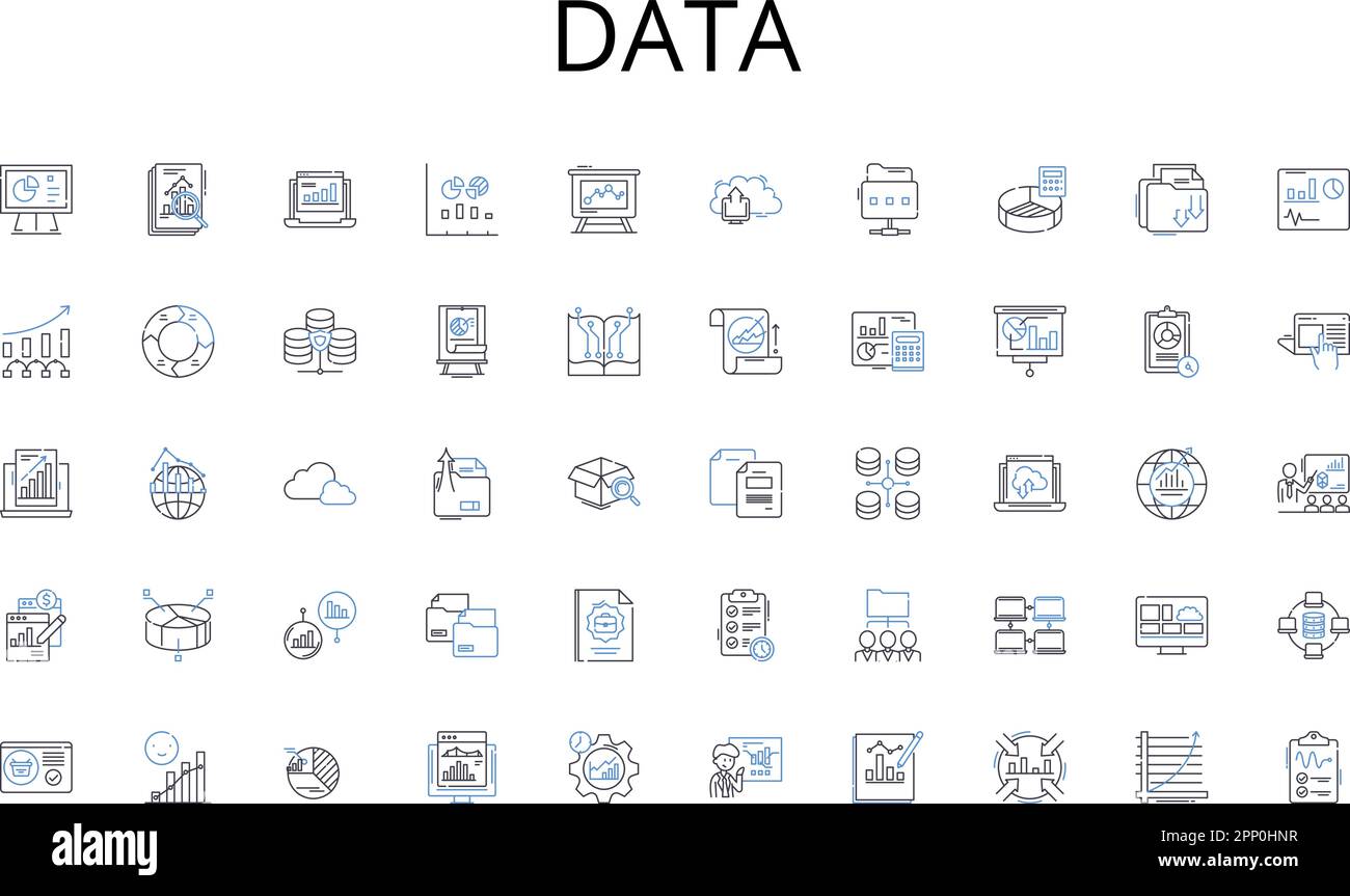 Data line icons collection. Processor, Motherboard, Graphics, Memory ...