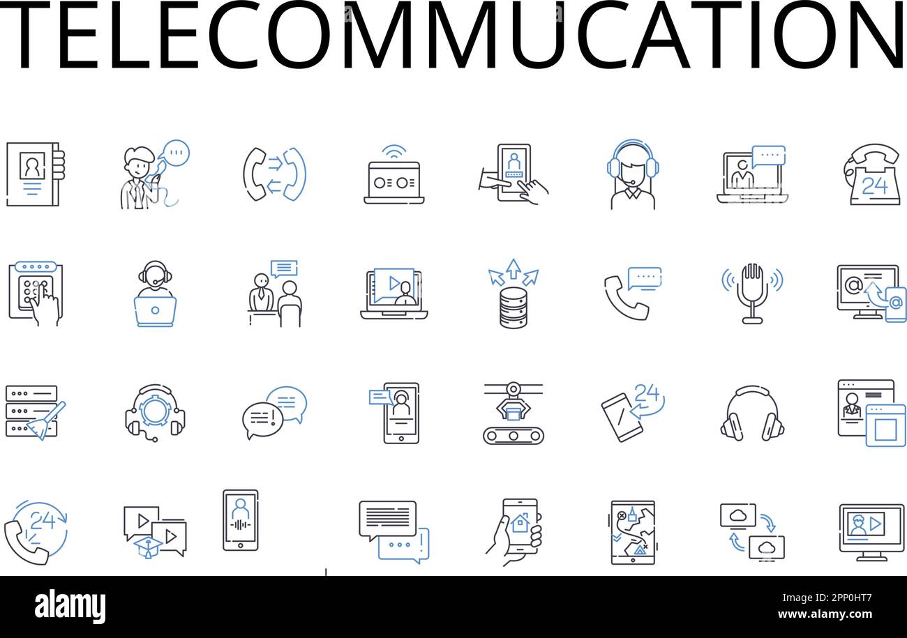Telecommucation line icons collection. Information technology ...