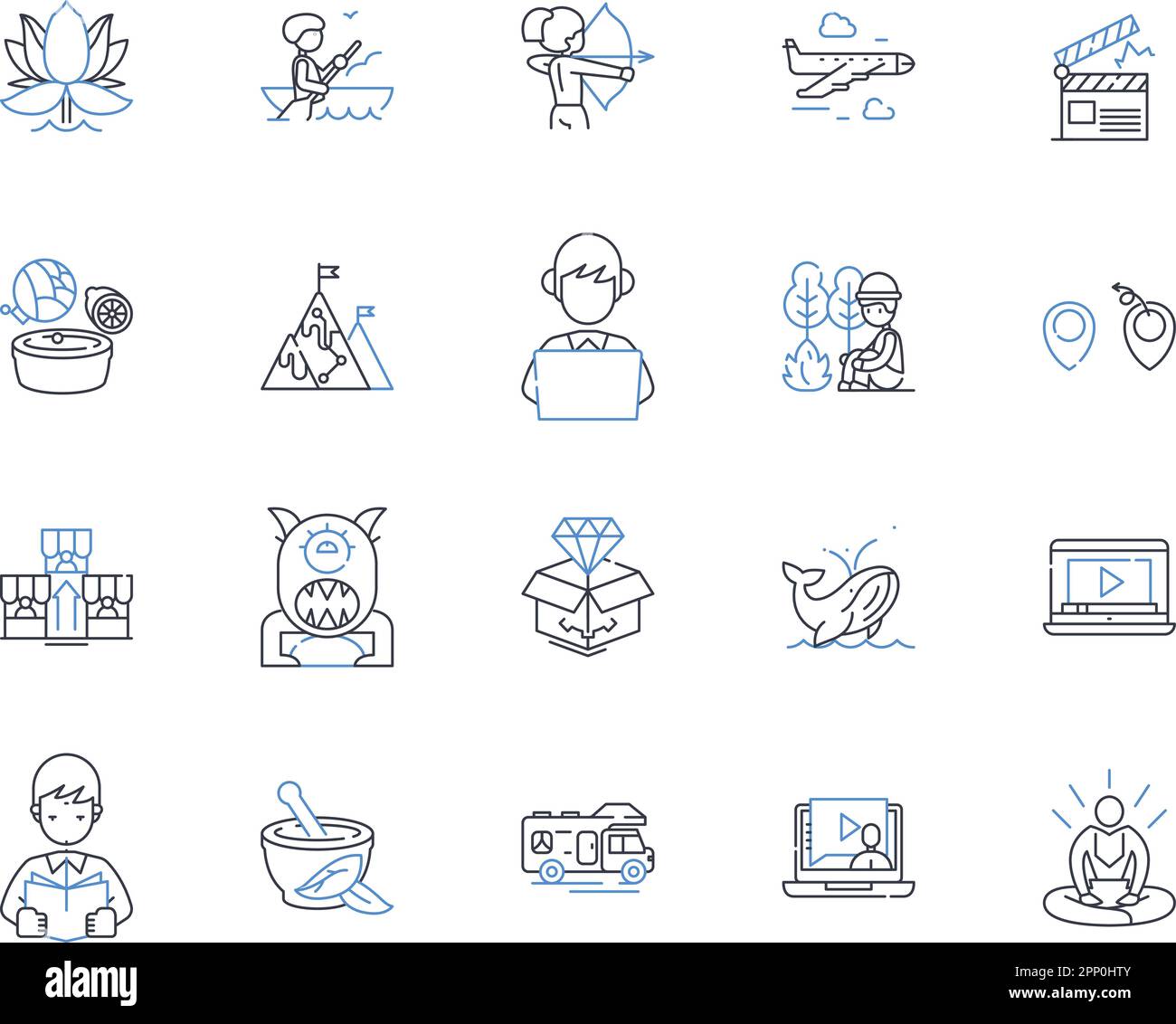 Meditation retreats line icons collection. Solitude, Peace, Tranquility ...