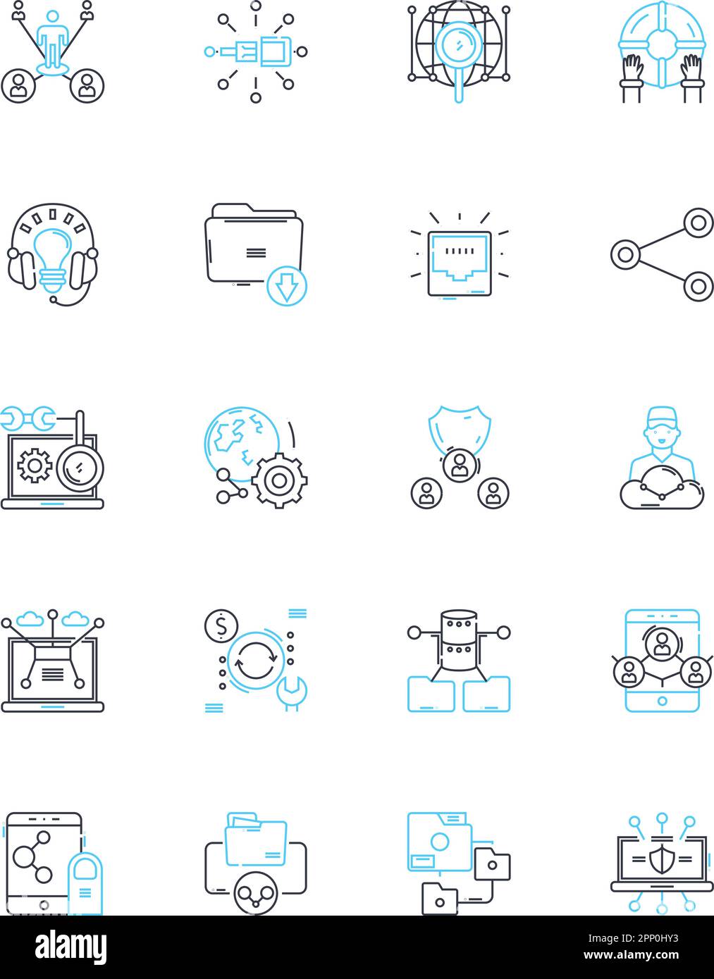 Financial management linear icons set. Budgeting, Investing, Taxation ...