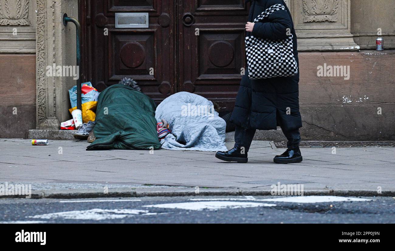 Homeless rough sleepers in doorway of a NatWest bank in Brighton ...