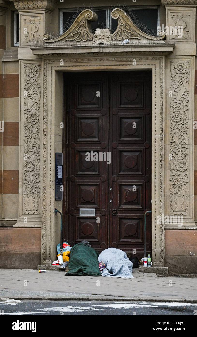 Homeless rough sleepers in doorway of a NatWest bank in Brighton ...