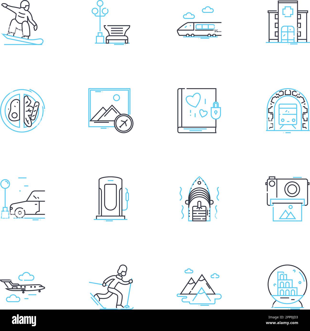 Swift flight linear icons set. Velocity, Swiftness, Glide, Skim, Soar ...