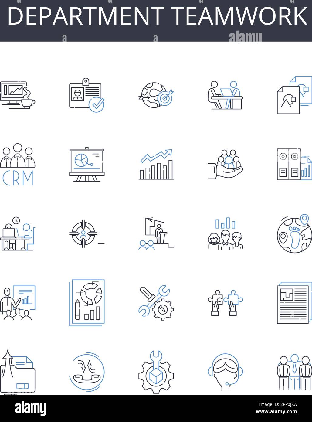 Department teamwork line icons collection. Group collaboration, Team ... Department teamwork line icons collection. Group collaboration, Team ...