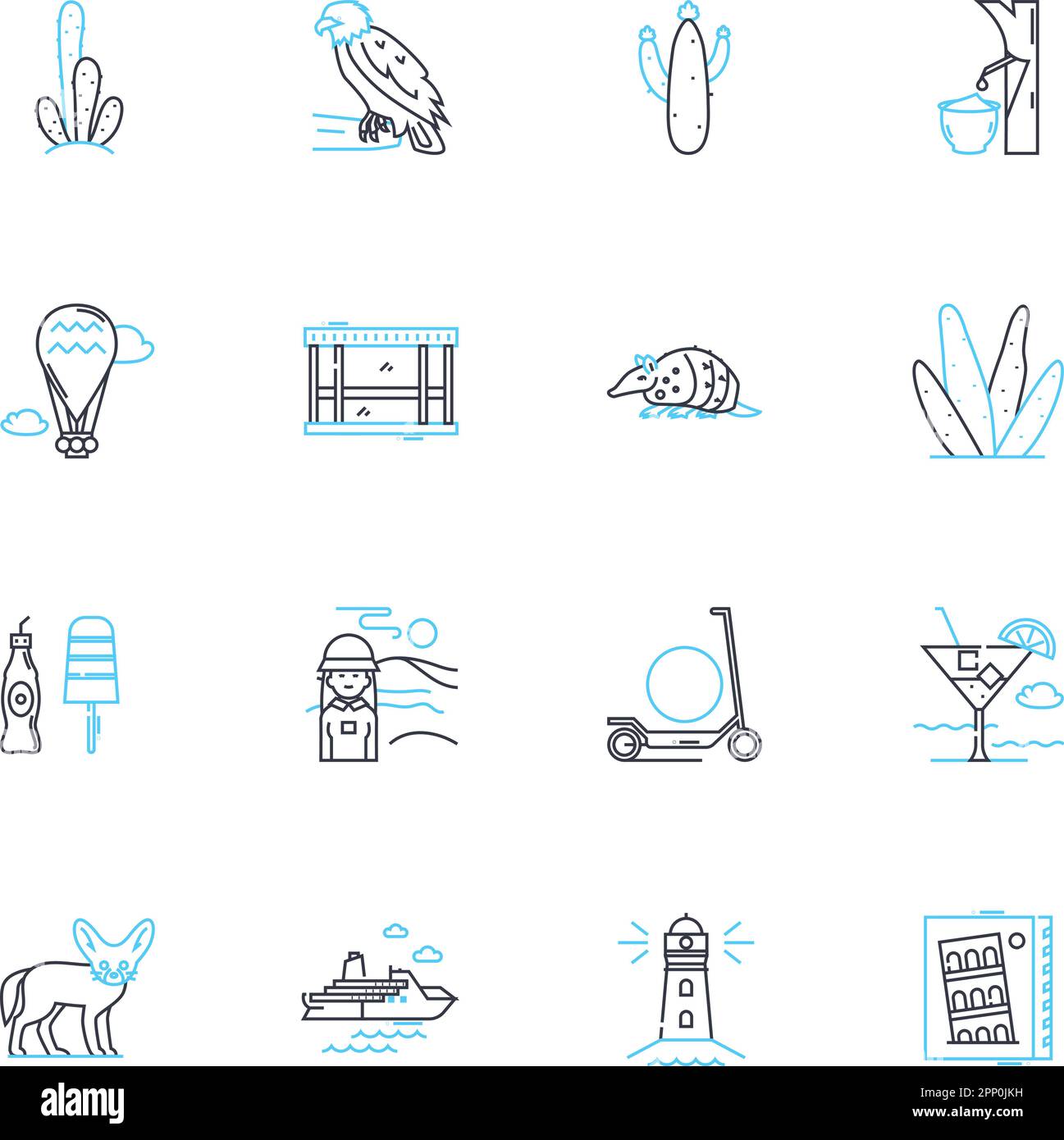 Sustainable tourism linear icons set. Conservation, Ecotourism, Carbon ...