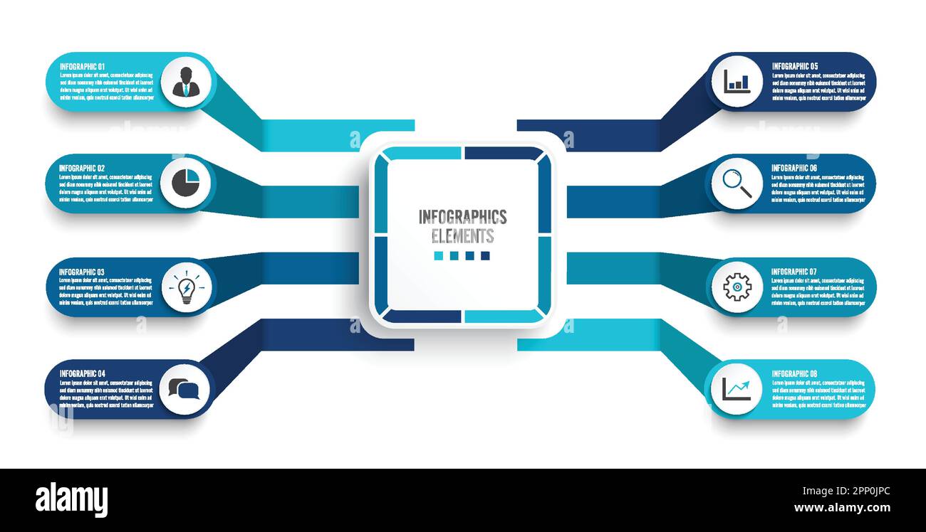 Vector infographic template with 3D paper label, integrated circles ...