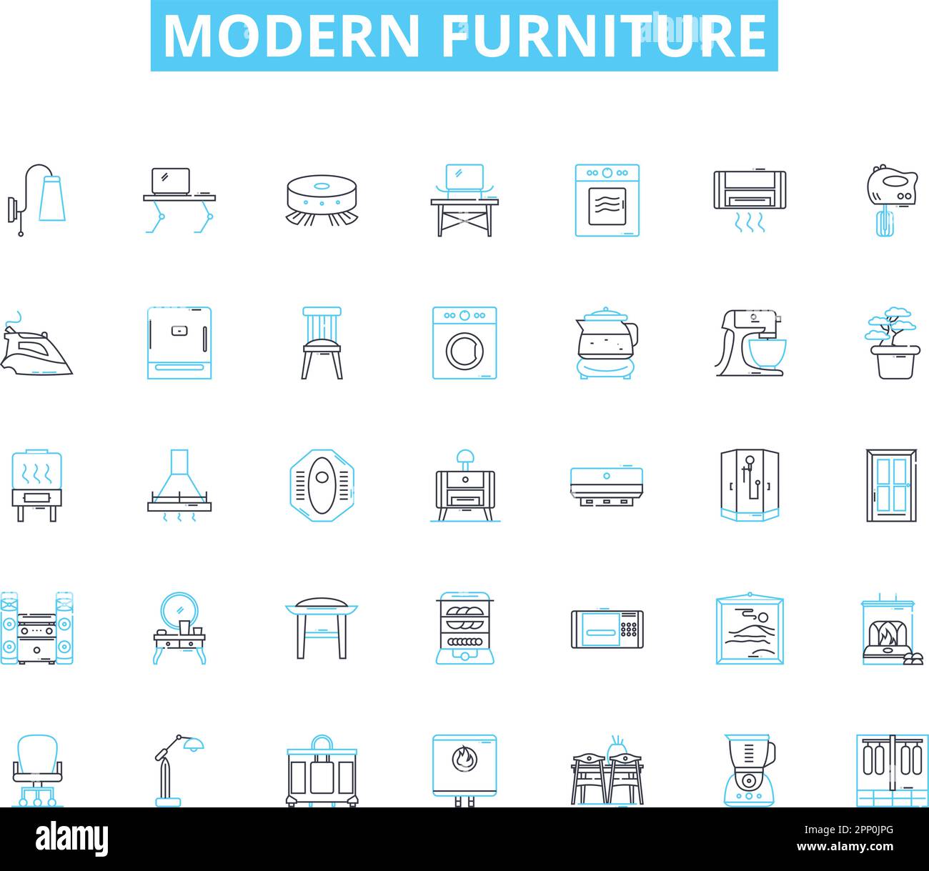 Modern furniture linear icons set. Minimalism, Sleek, Chic ...