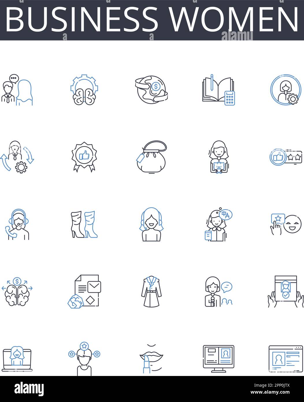 Business women line icons collection. Entrepreneurs, Executives ...