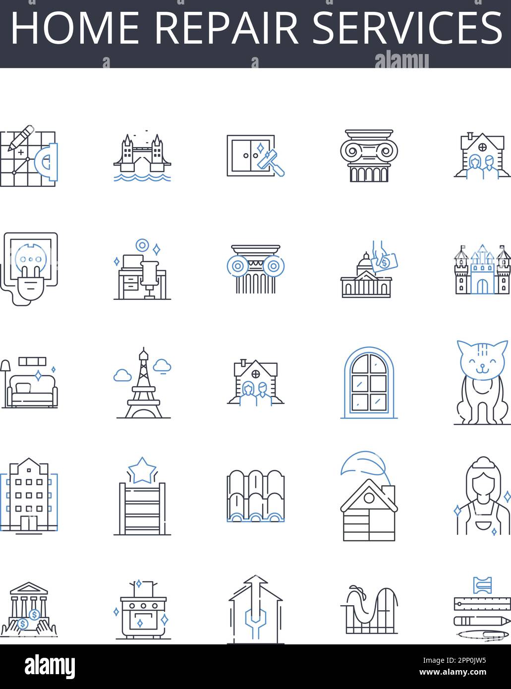 Home repair services line icons collection. Mentorship, Support ...