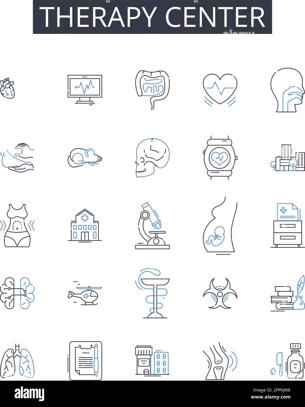 Therapy center line icons collection. Security, Reliability, Steadiness ...