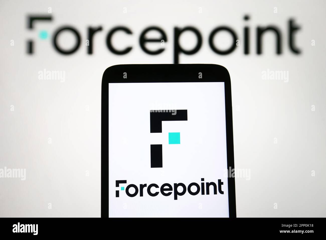 In this photo illustration, Forcepoint LLC logo is seen on a smartphone ...