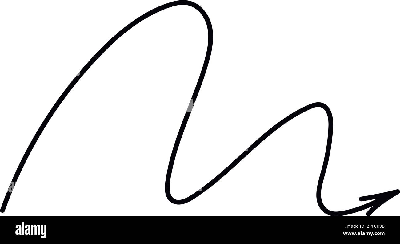 Doodle line arrow. Hand drawn scribble spiral arrow. Vector isolated ...