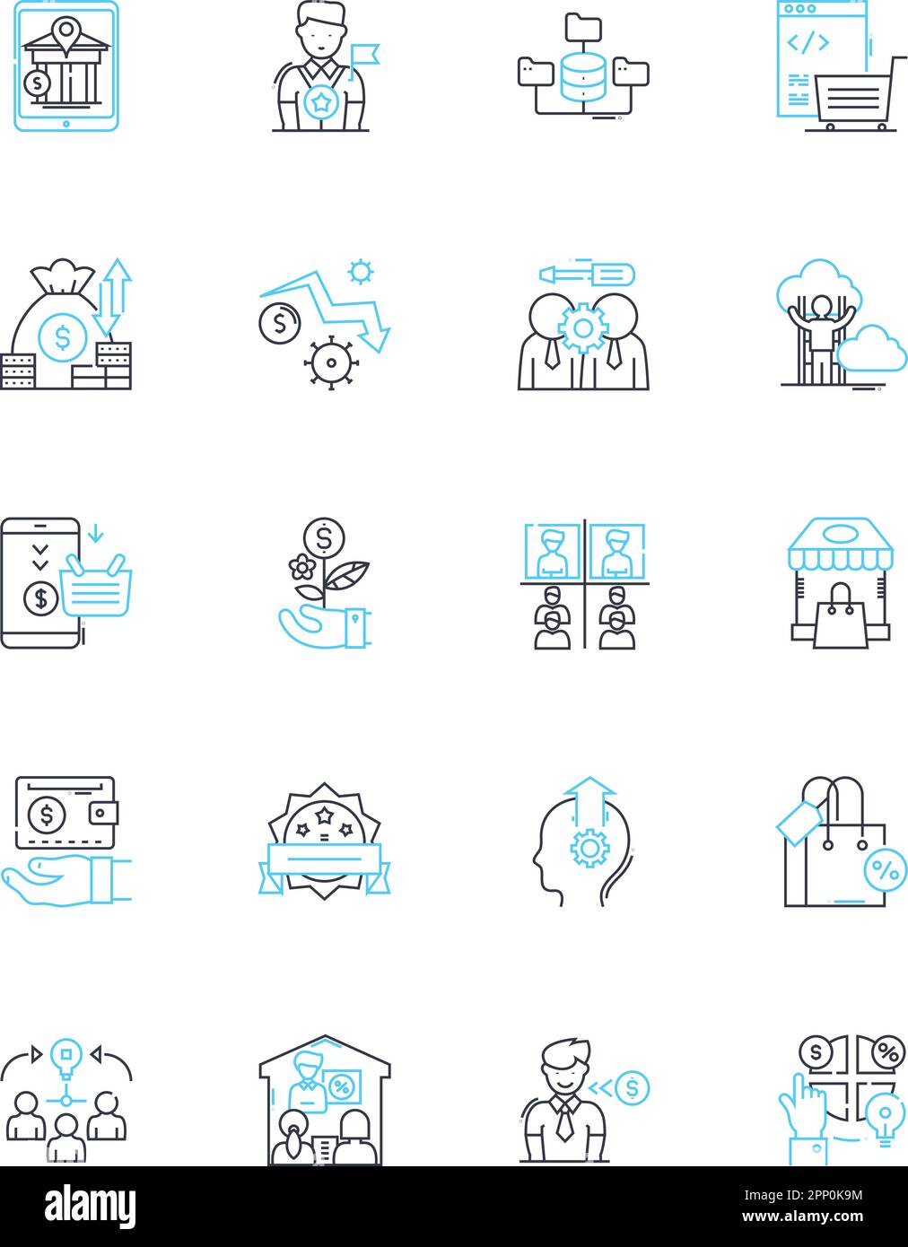 Car dealership linear icons set. Automotive, Inventory, Sales, Deals ...