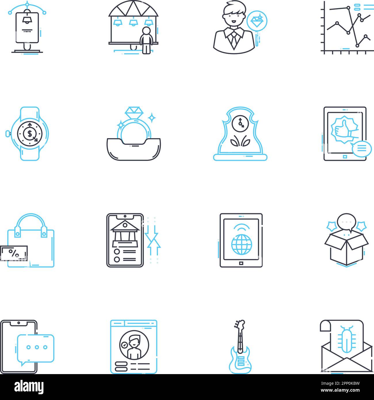 PR and outreach linear icons set. Nerking, Publicity, Exposure ...