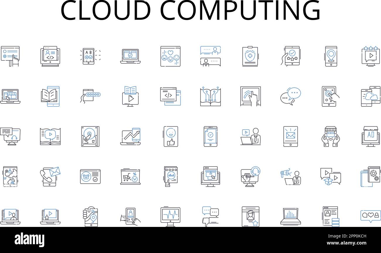 Cloud computing line icons collection. eCommerce, Marketing, Website, Revenue, Digital, Earnings ...