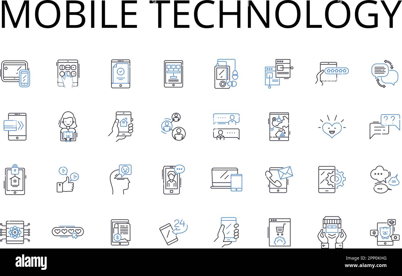 Mobile technology line icons collection. Digital innovation, Smart ...